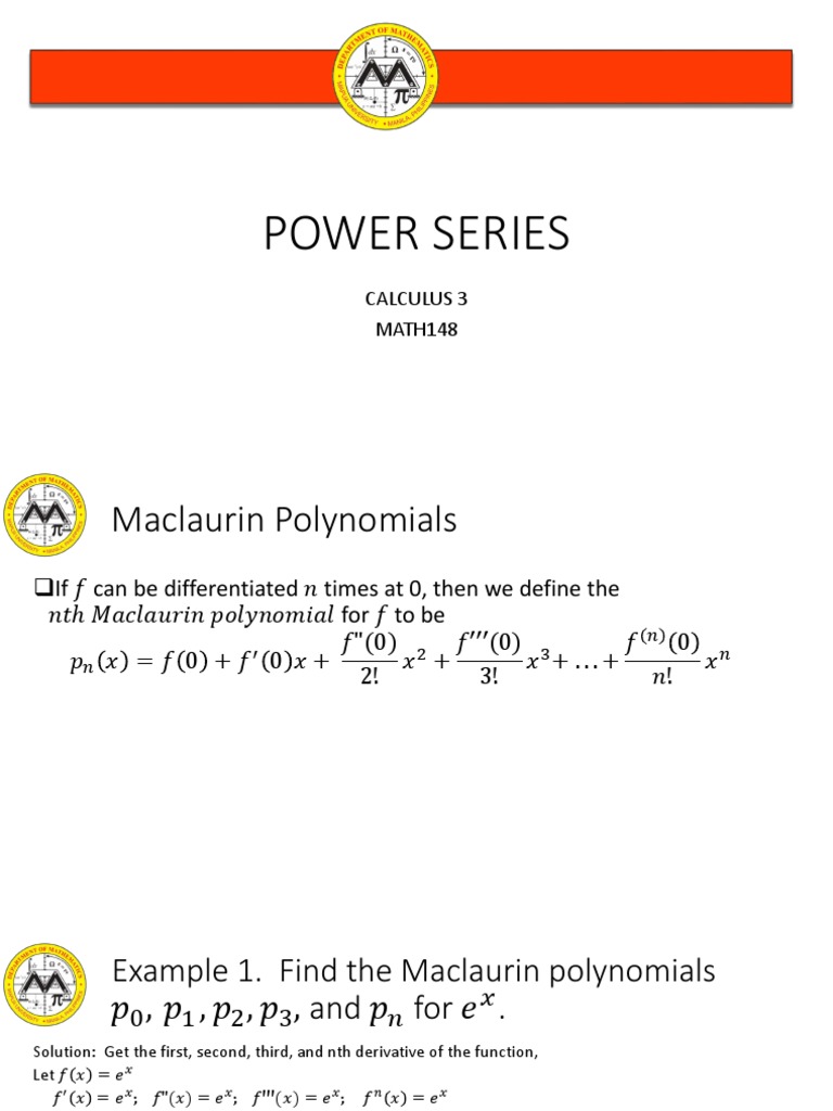 Power Series: Calculus 3 MATH148 | PDF | Power Series | Algebra