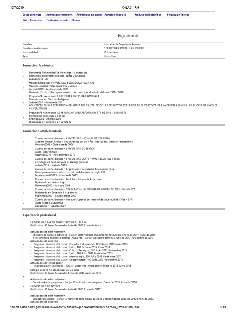 3.5 Cvlac Vicente Sepúlveda | PDF | Universidad | Academia