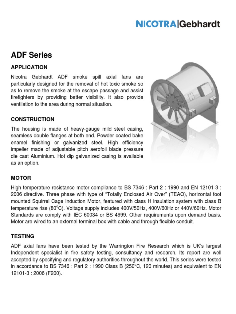 Nicotra Axial FAN ADF | PDF | Pipe (Fluid Conveyance) | Components