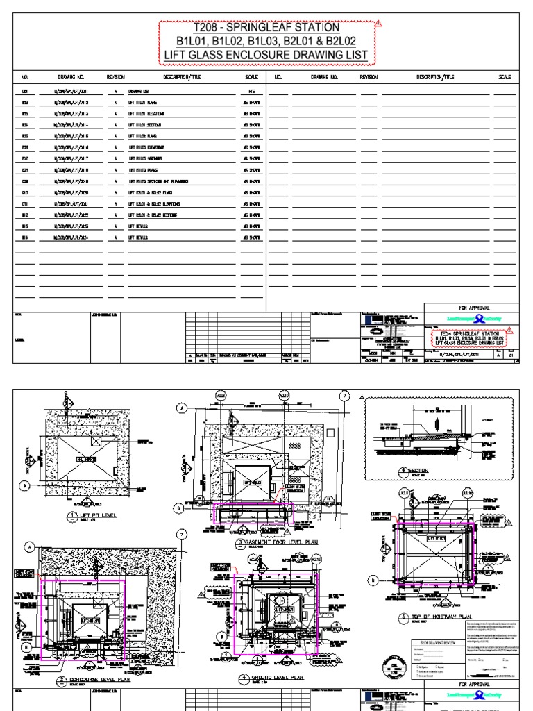 T208 - Springleaf Station B1L01, B1L02, B1L03, B2L01 & B2L02 Lift Glass ...