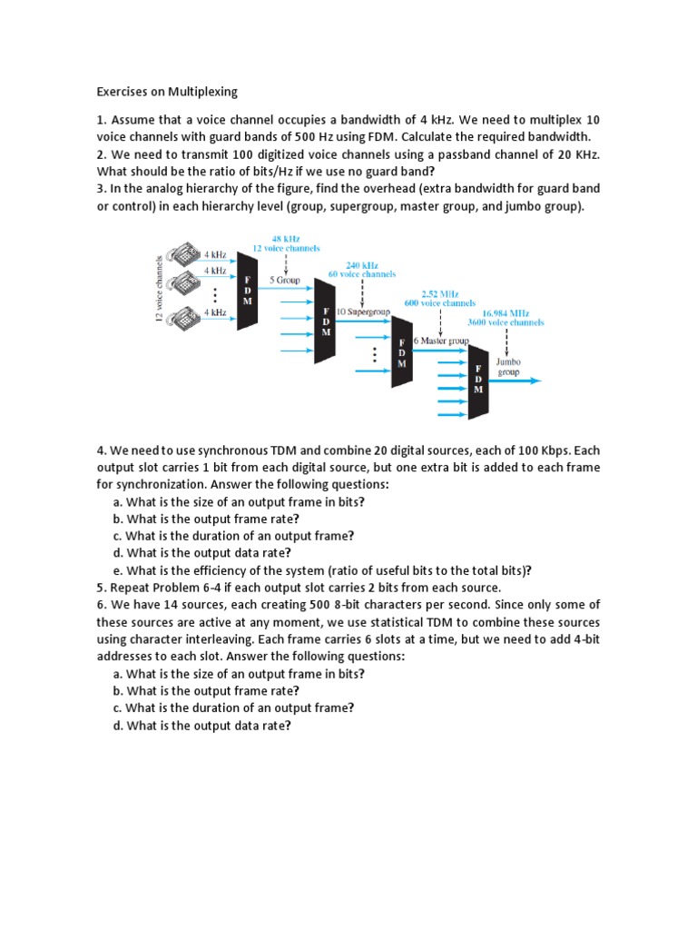 Exercises On Multiplexing | Download Free PDF | Multiplexing | Bandwidth (Signal Processing)