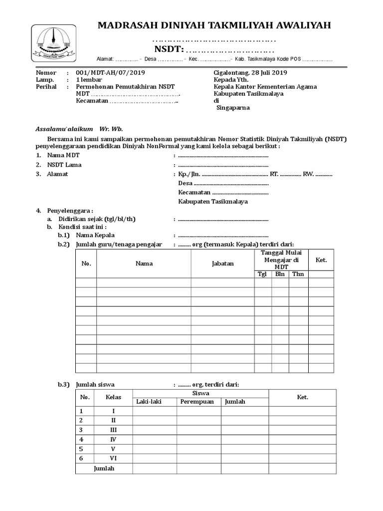 Permohonan Pemutakhiran NSDT | PDF
