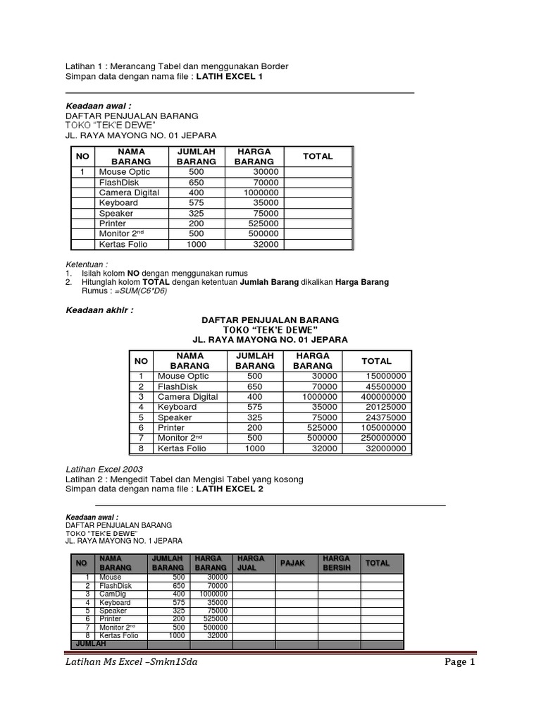 Soal Praktek Ms Excel | PDF
