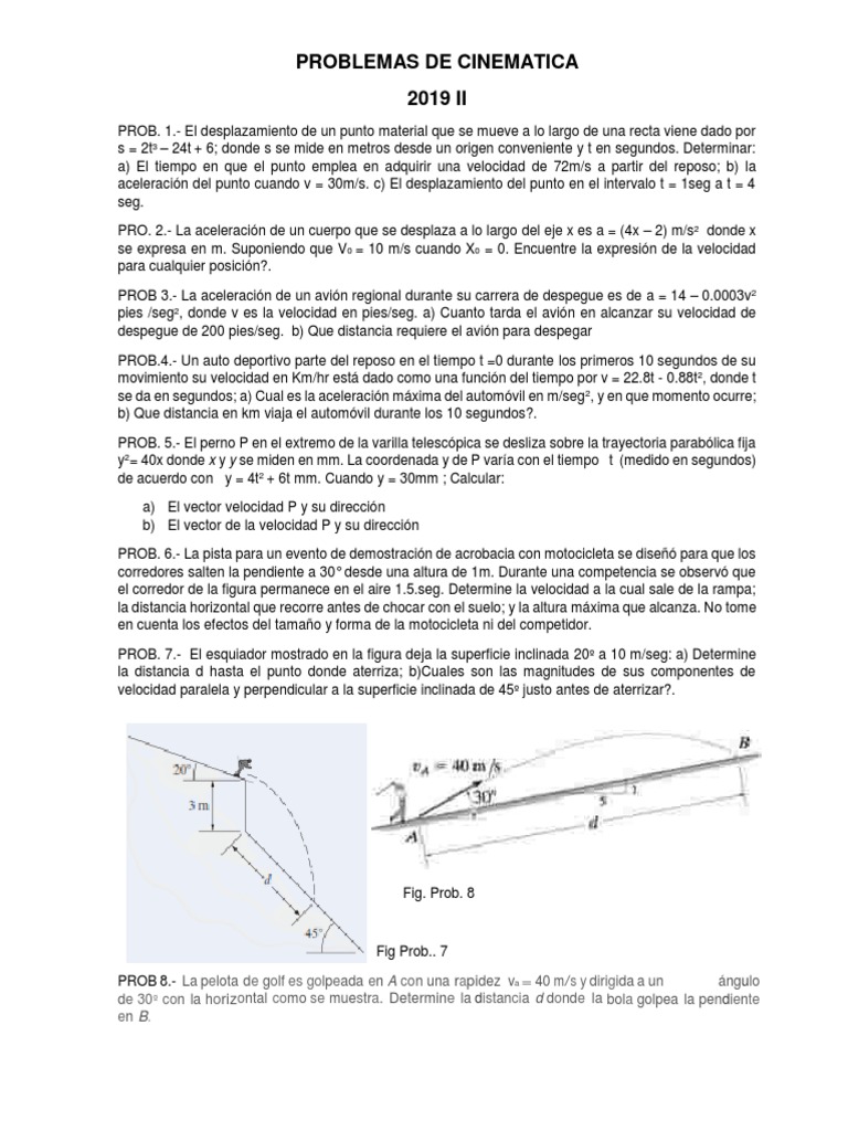 Problemas de Cinematica 2019 II | PDF | Aceleración | Velocidad