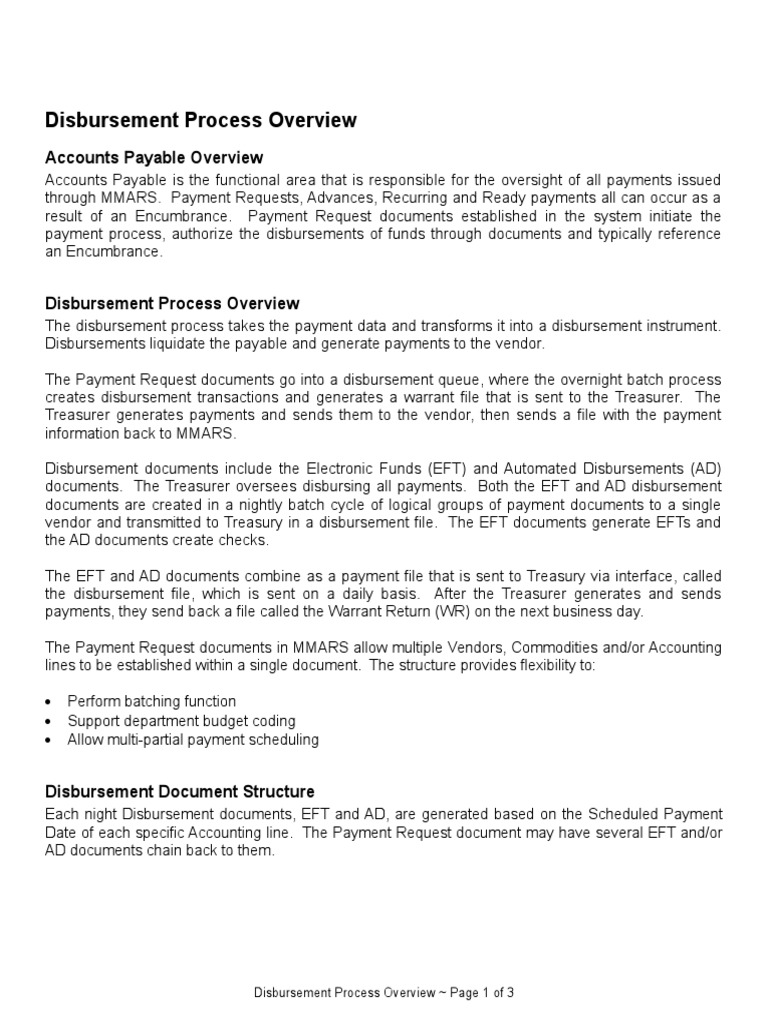 Disbursement Process Overview Guide | PDF | Accounts Payable | Payments