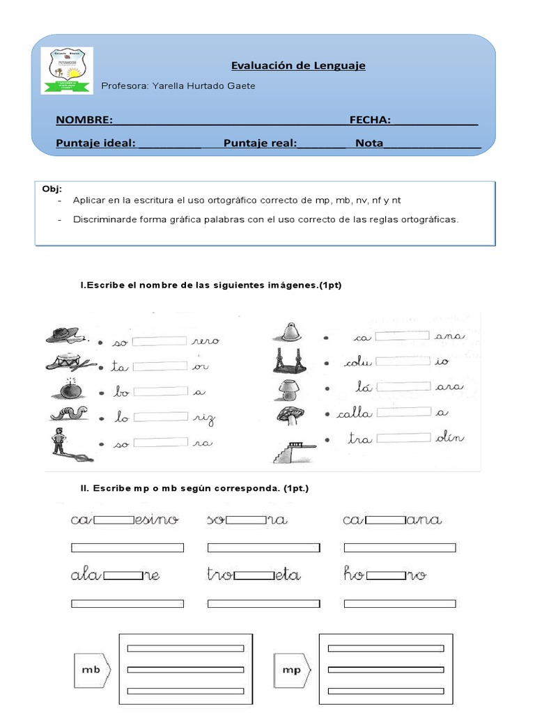 Ejercicios de Ortografía: mp, mb, nv, nf | PDF | Estudios de idiomas ...