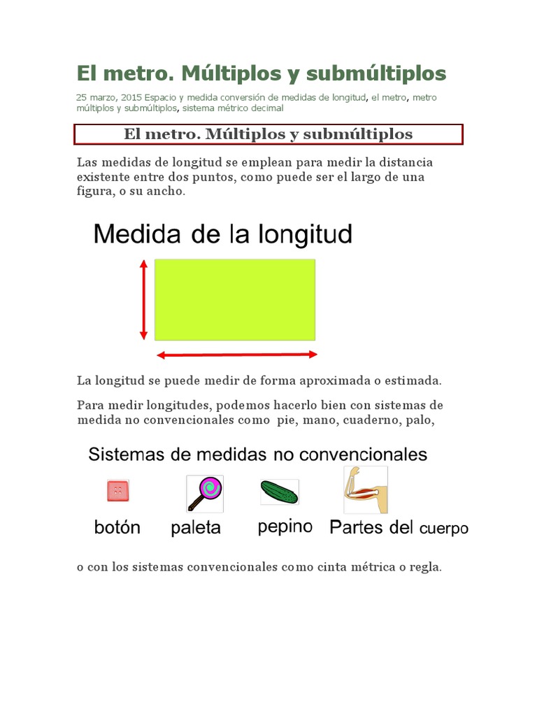 Múltiplos y submúltiplos del metro | PDF | Longitud | Decimal