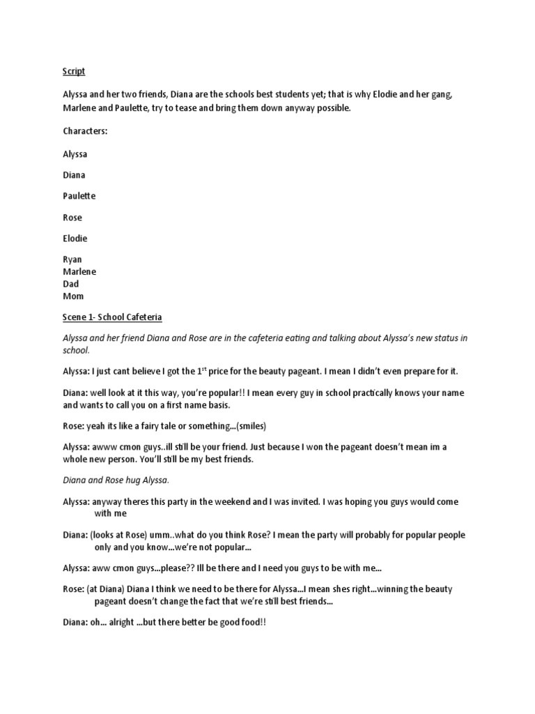 A Tale of Friendship and Rivalry: A Script About High School Drama | PDF