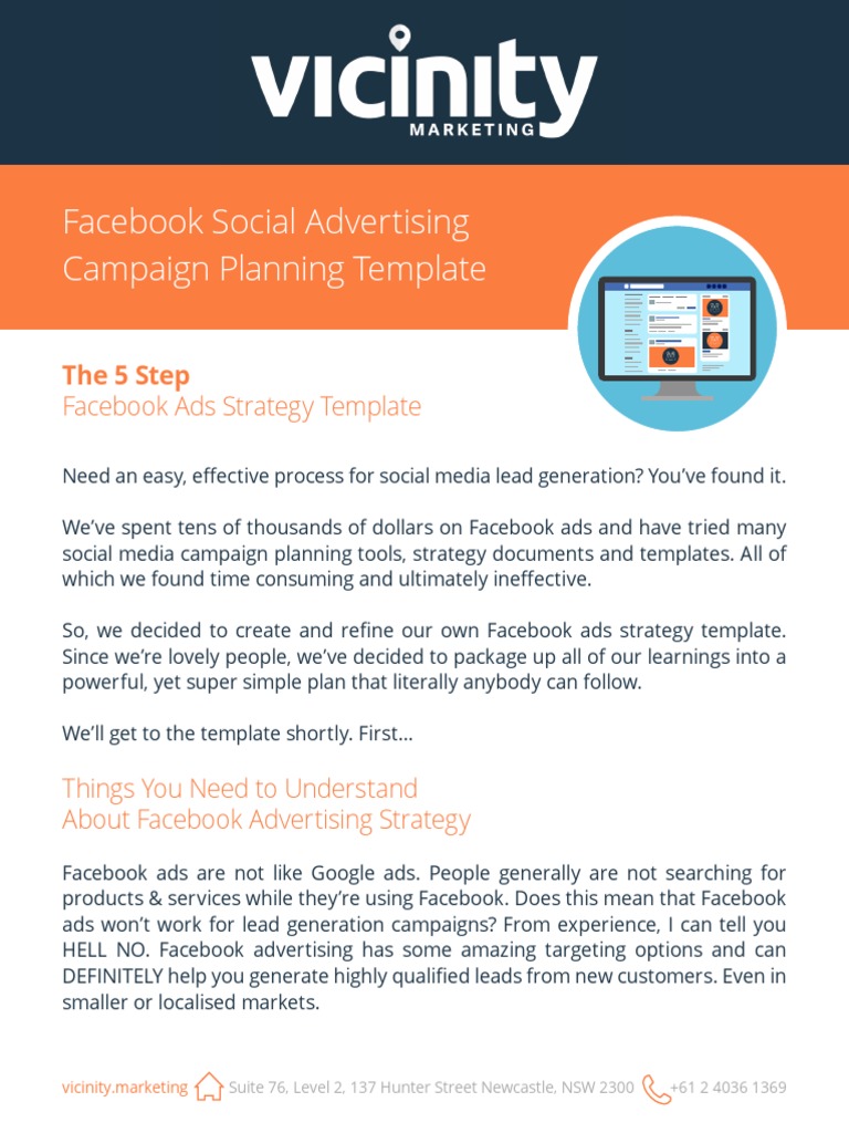Facebook Social Advertising Campaign Planning Template: The 5 Step ...