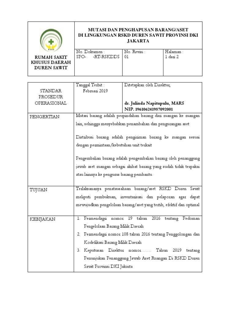 SPO Mutasi Barang | PDF | Griya & Taman