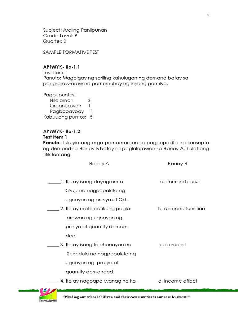 1st Quarter AP-9 Test Itwm Bank | PDF