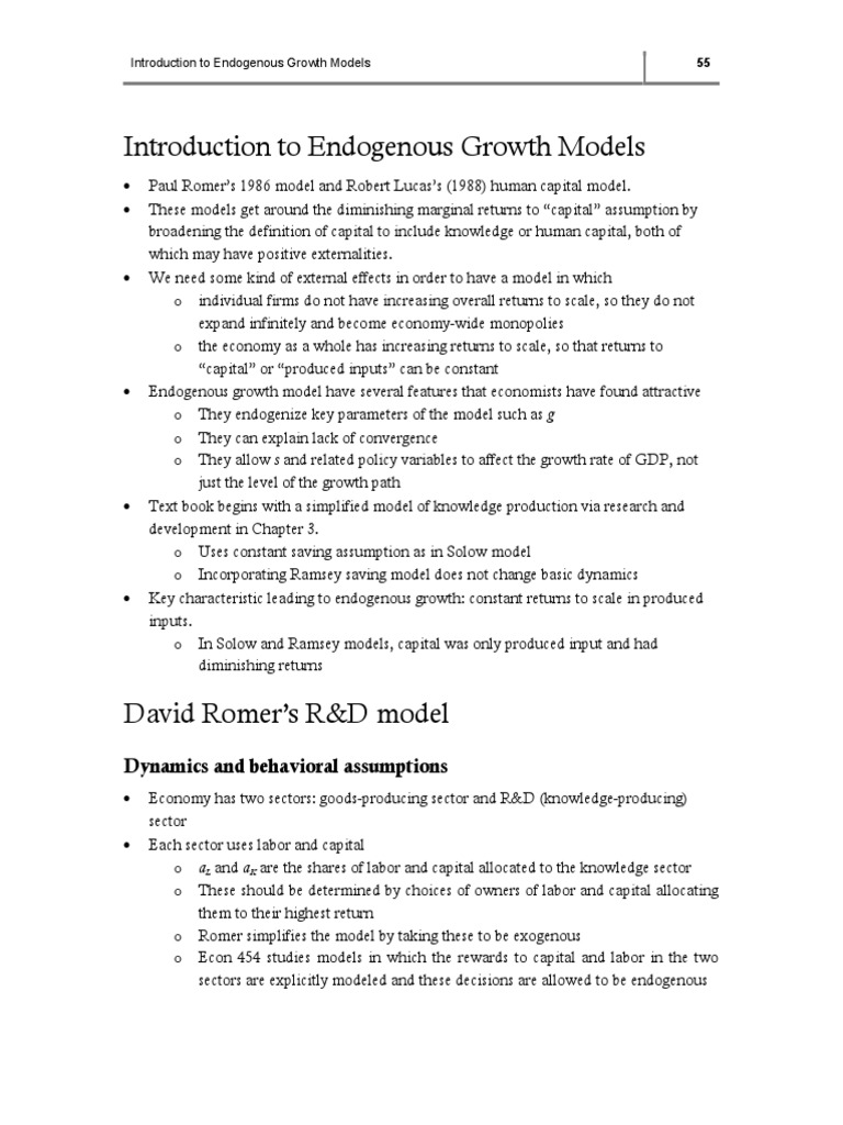Endogenous Growth Model | PDF | Economic Growth | Macroeconomics