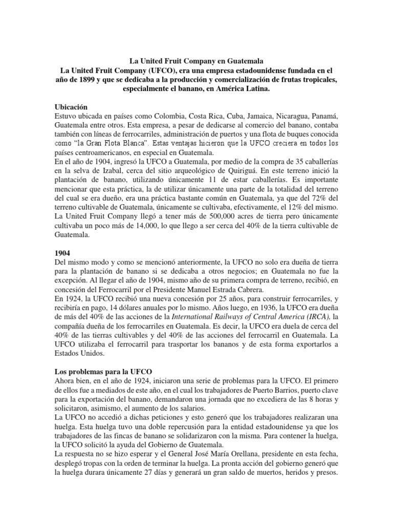 Historia de la United Fruit en Guatemala | PDF | Algodón | Guatemala