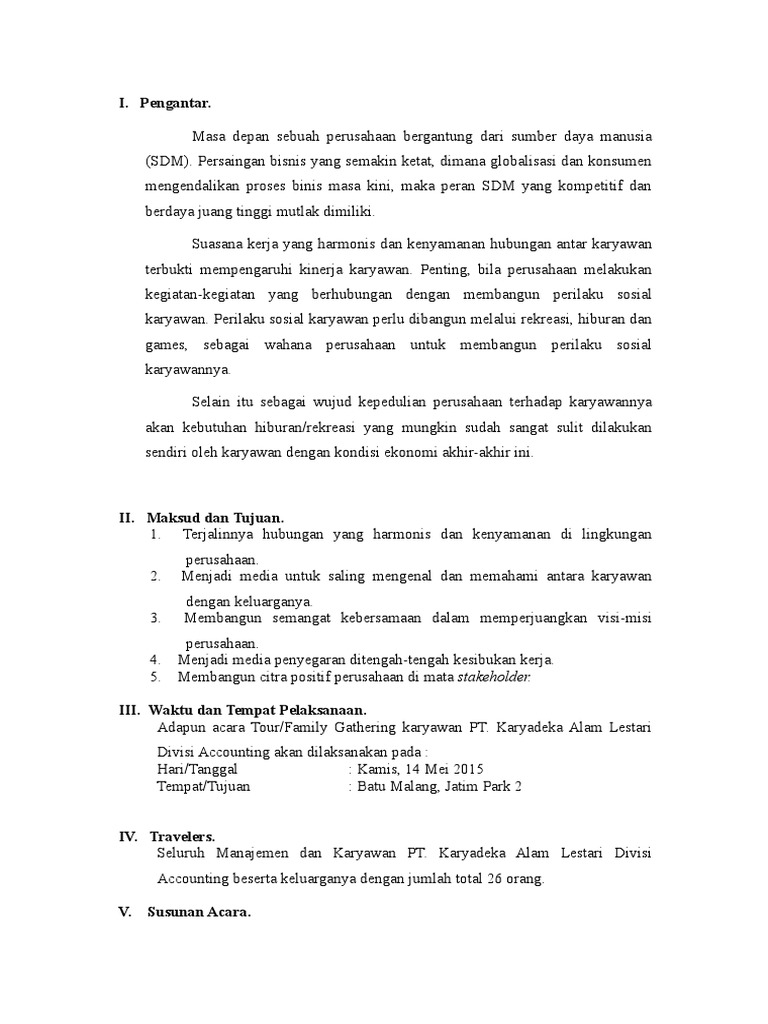 Contoh Proposal Tour Bns | PDF