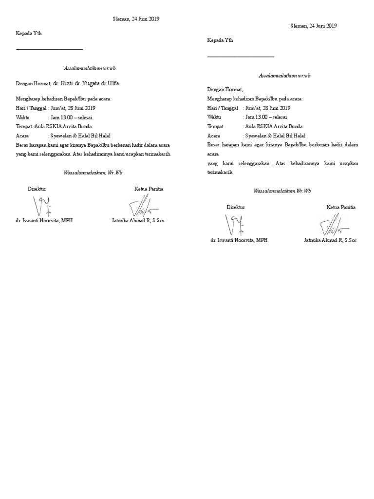 Undangan Syawalan Karyawan | PDF