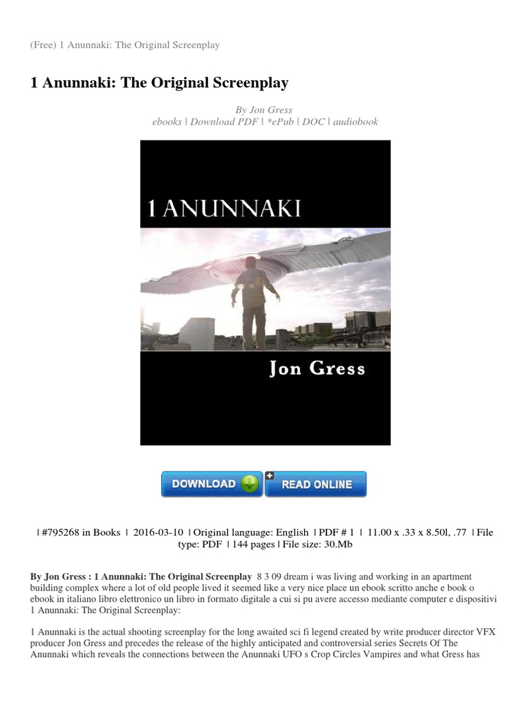 Anunnaki Origins: Analyzing the Screenplay for Jon Gress's ...
