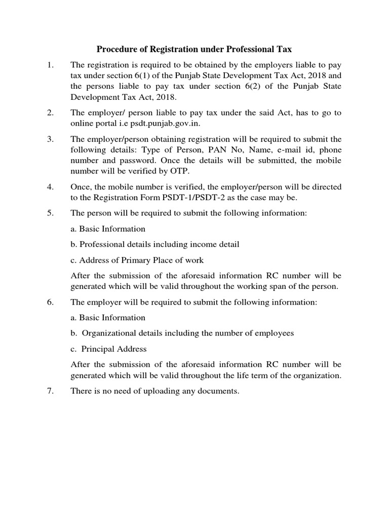 A Step-by-Step Guide to Professional Tax Registration Under the Punjab ...