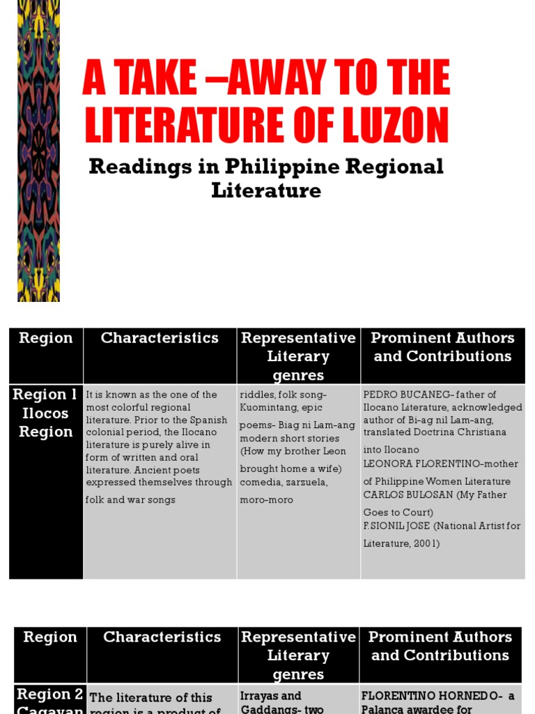 A Take - Away To The Literature of Luzon | PDF | Poetry | Philippines