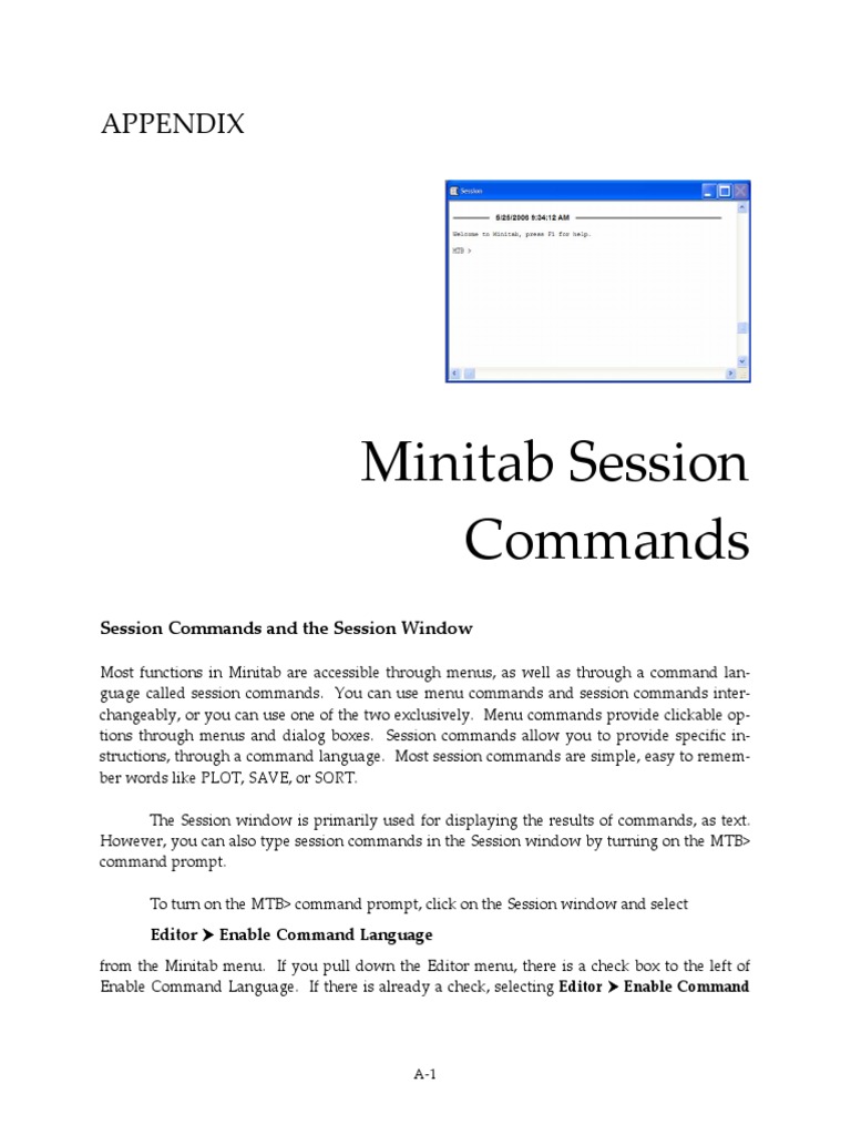 Minitab Session Commands: Appendix | PDF | Command Line Interface | Statistics