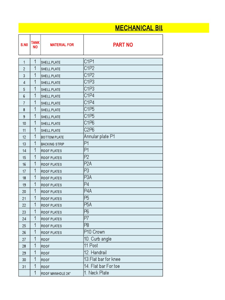 Bom Mechanical | PDF | Stairs | Mechanical Engineering