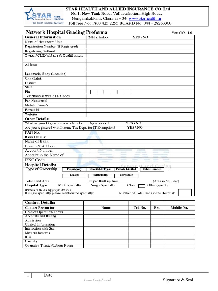 Hospital Network Grading Proforma | PDF | Medical Record | Hospital
