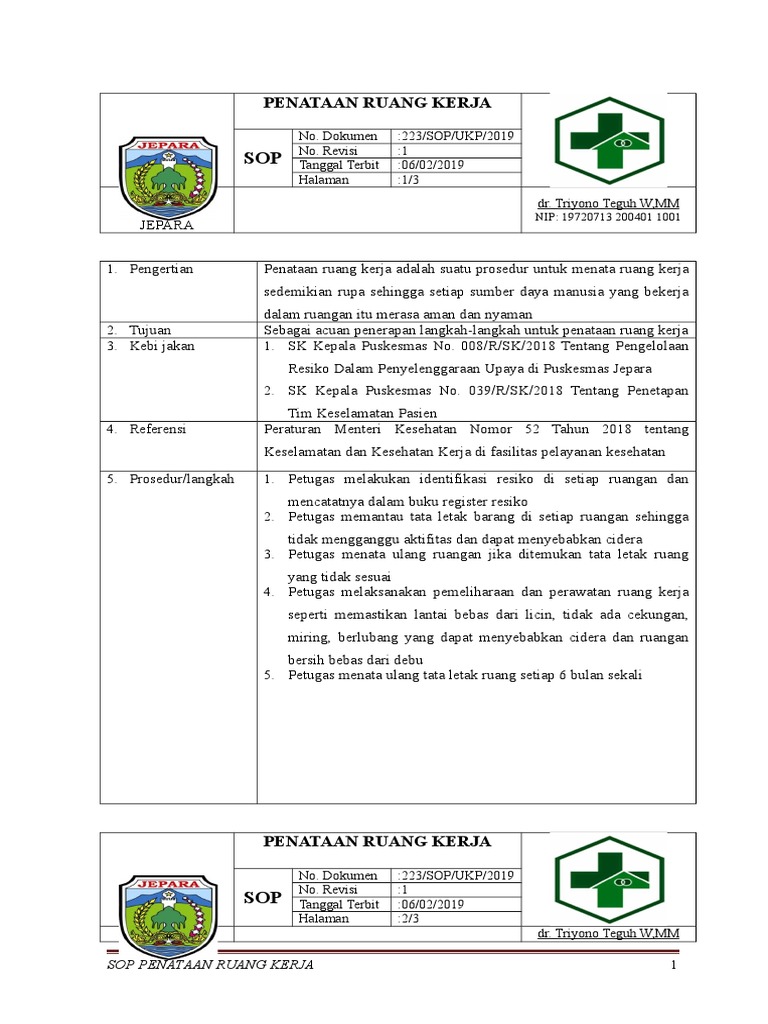 Sop Tata Letak Ruang Kerja | PDF