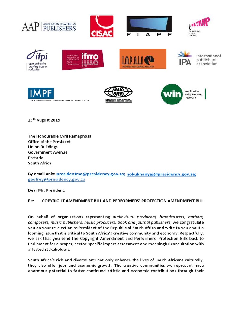 Joint Letter To President Ramaphosa (August 2019) | PDF | Intellectual ...