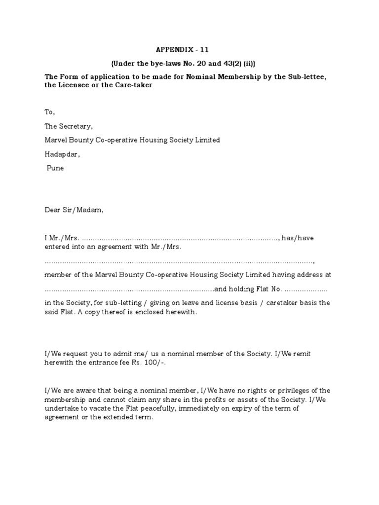 Nominal Membership Application Form | PDF | Business Law | Government ...