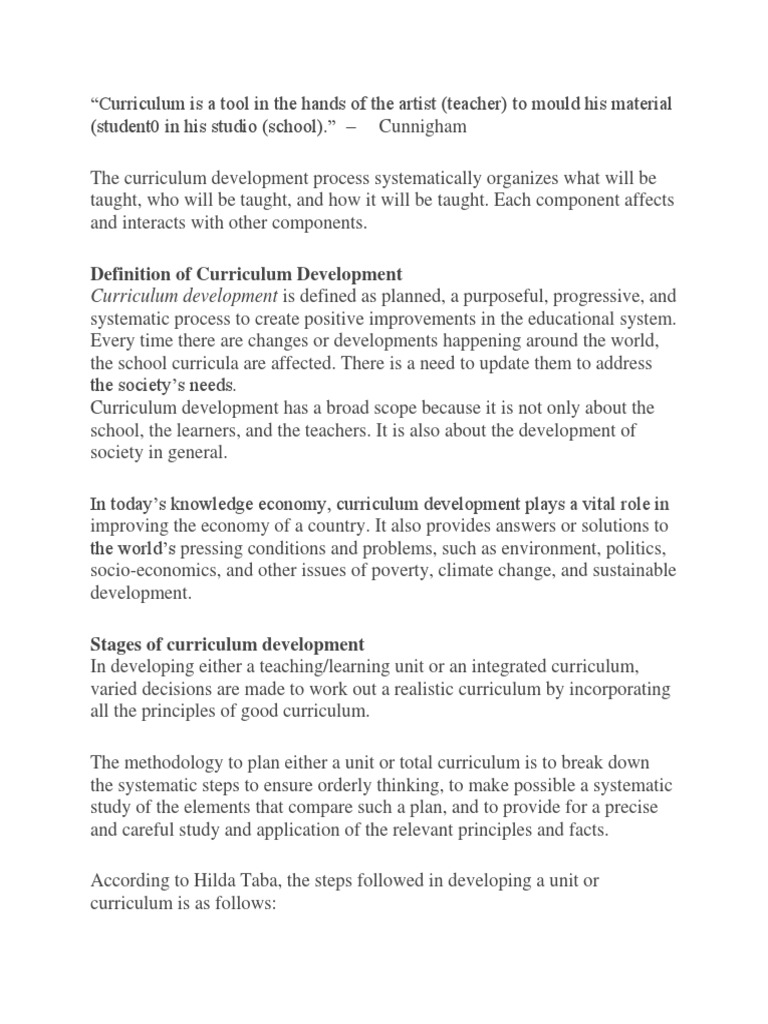 Curiculum Development | PDF | Curriculum | Learning