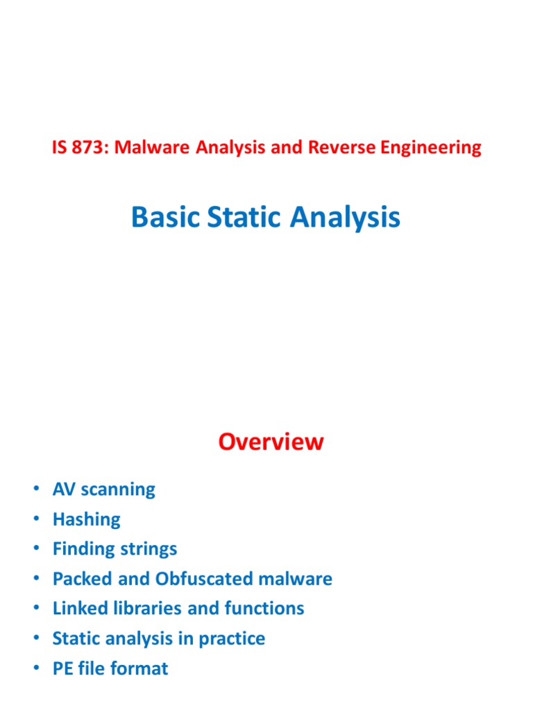 Lecture - 02a - Basic Static Analysis | PDF | Antivirus Software | String (Computer Science)