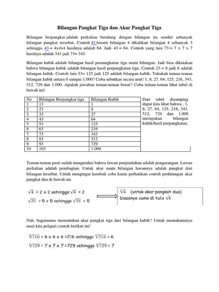 Bilangan Pangkat Tiga | PDF