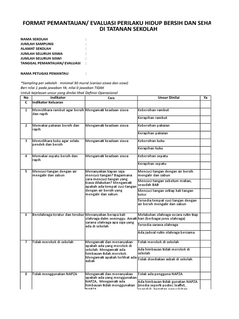 FORM Data PHBS 5 Tatanan | PDF