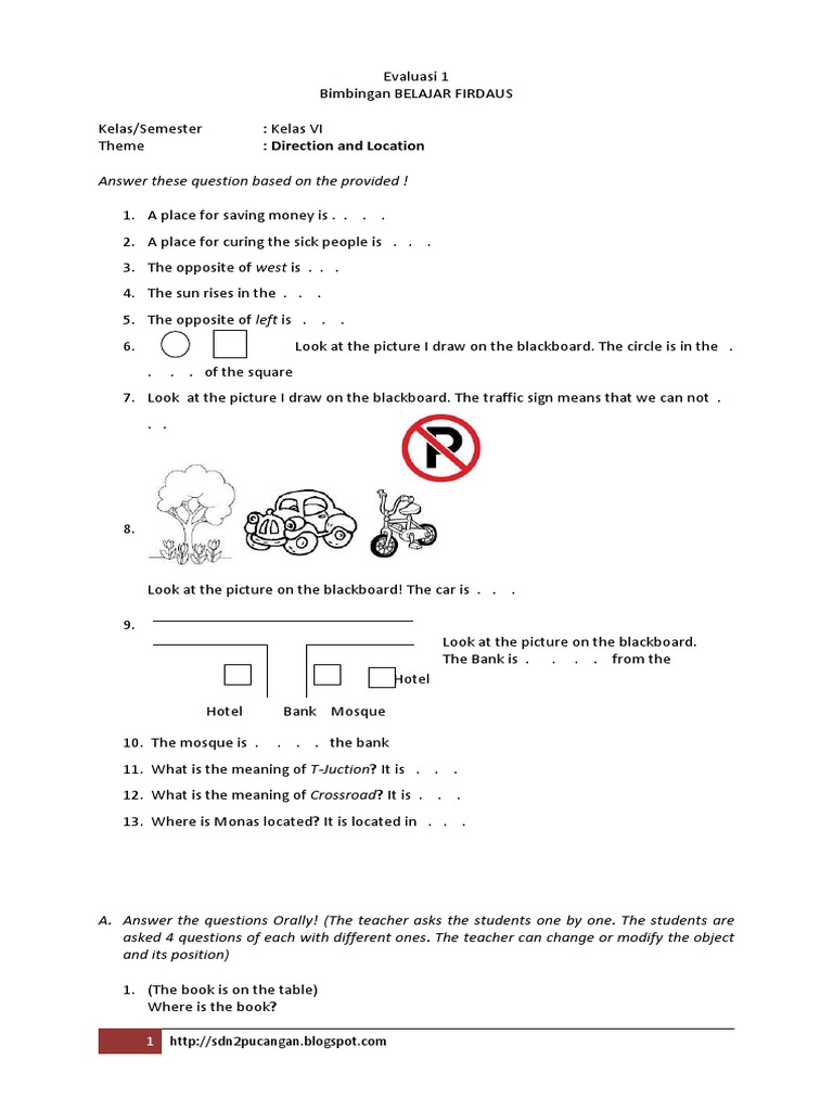 Soal Evaluasi Location and Direction | PDF