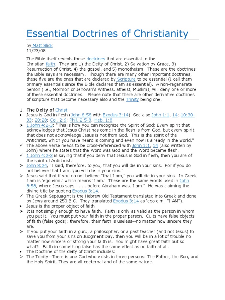Essential Doctrines of Christianity | PDF | Faith | Jesus
