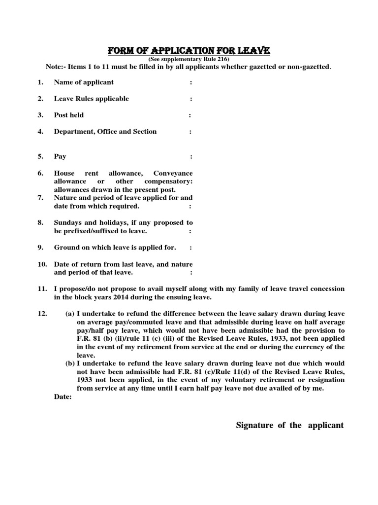 Application for Leave Form | PDF | Government | Justice