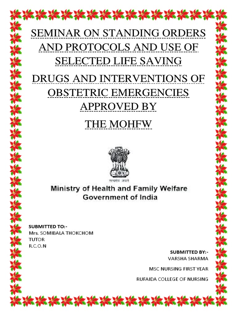 Seminar On Standing Orders and Protocols and Use of Selected Life ...