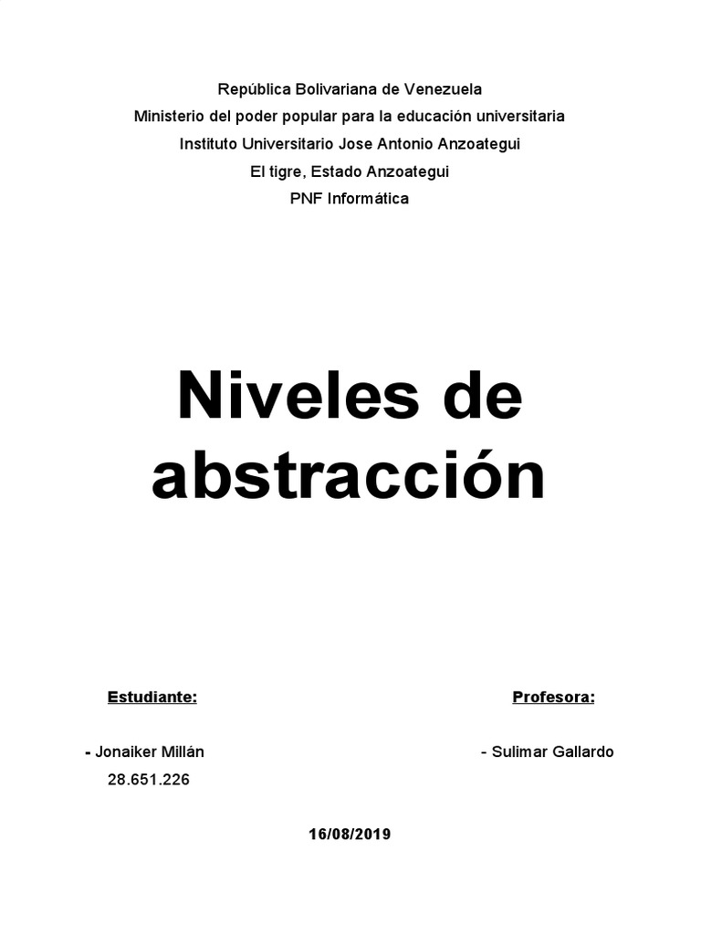 Niveles de Abstracción | PDF | Abstracción (informática) | Bases de datos