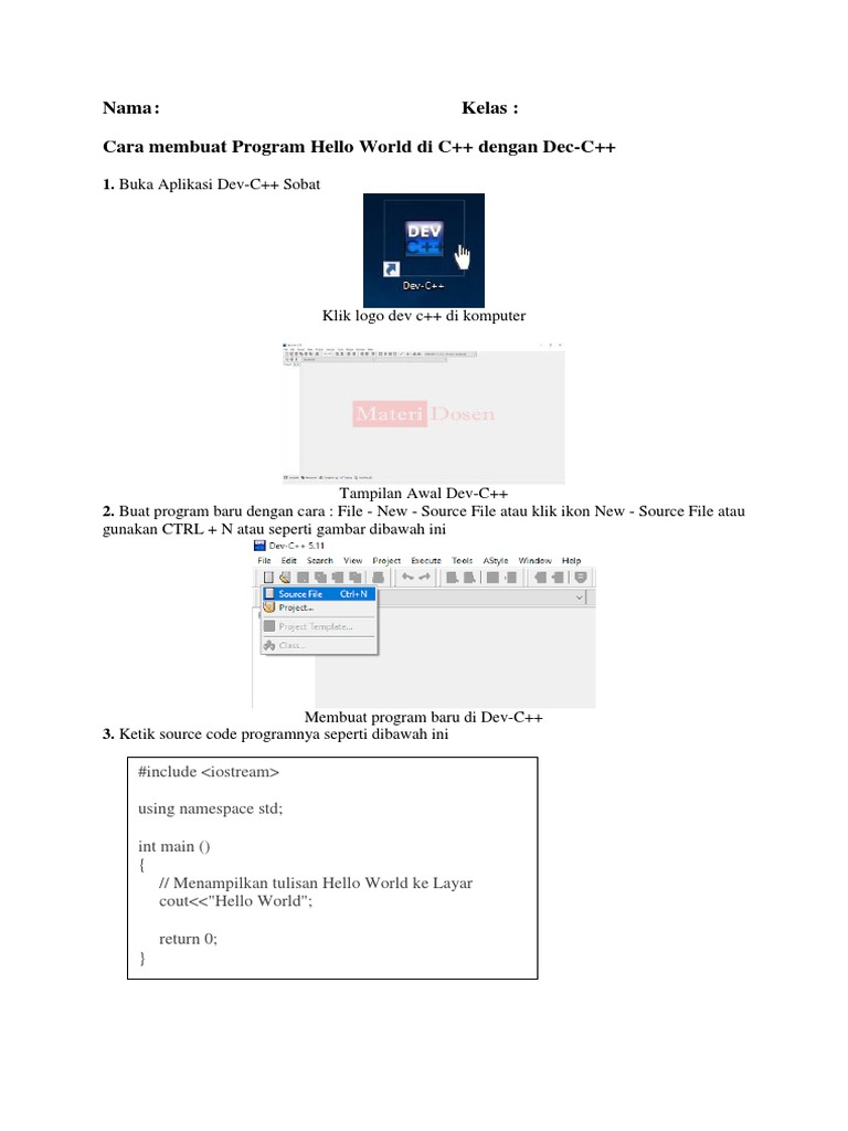 Cara Membuat Program Hello World Di C | PDF
