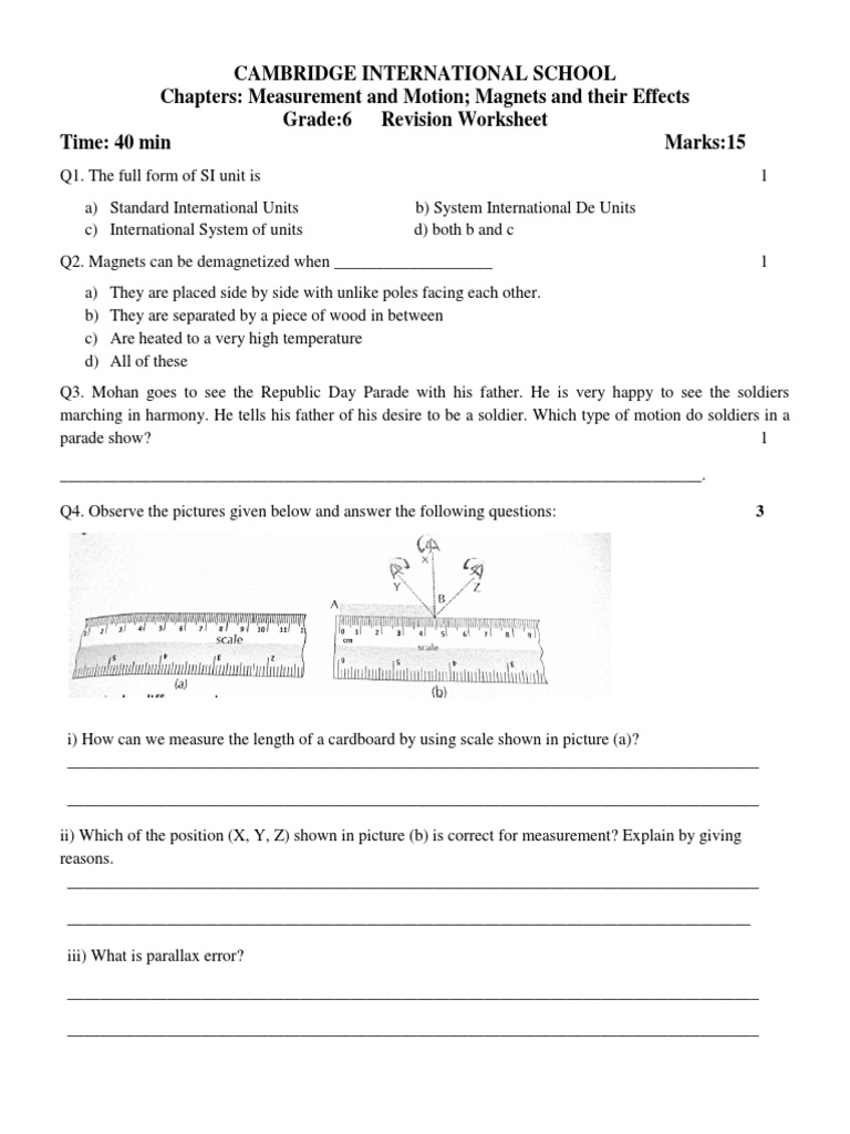 Resourcegrade 6 Revision Worksheet | PDF | Magnet | Compass