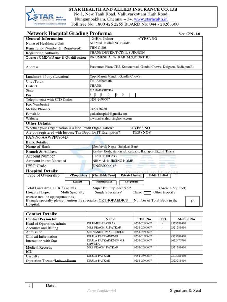 Hospital Document Hospital Information Form (PSP) | PDF | Radiology ...