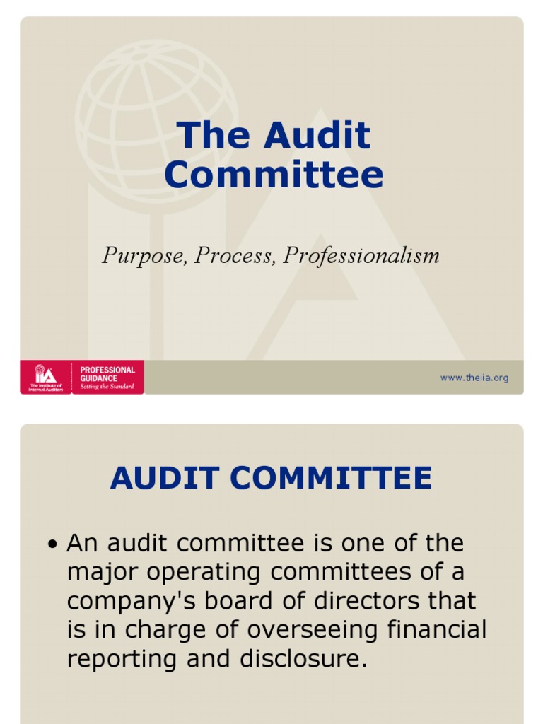 The Audit Committee: Purpose, Process, Professionalism | PDF | Audit ...