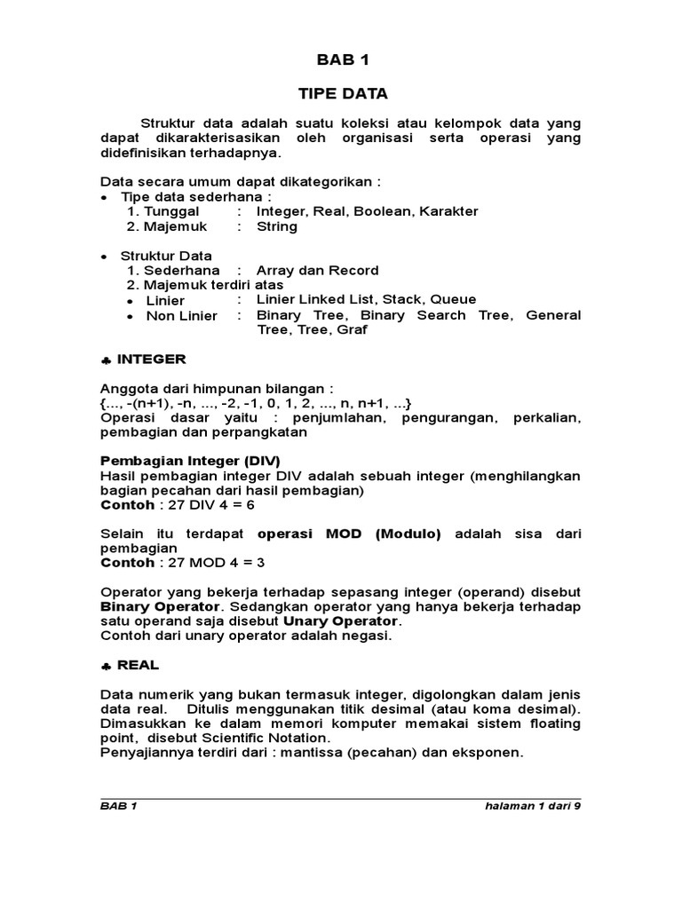Bab1 Tipe Data | PDF