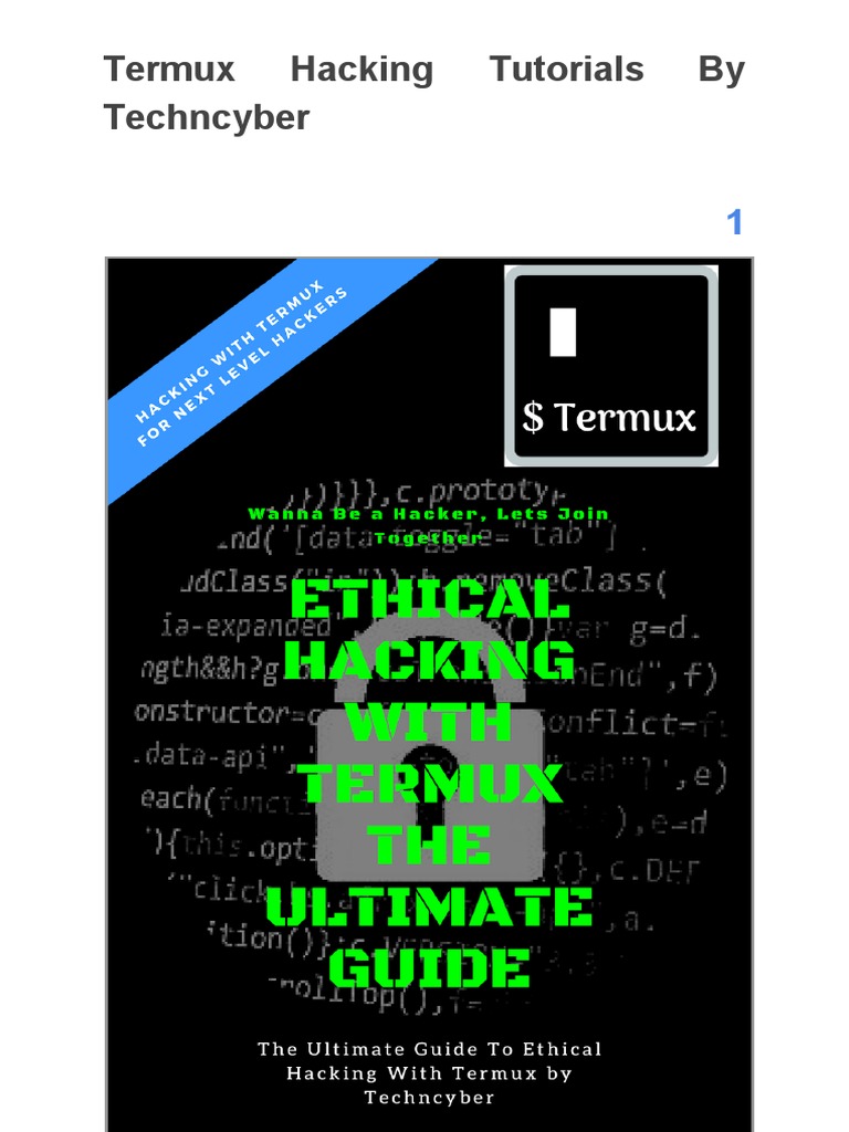 Termux Tutorials By Techncyber Pdf Security Hacker Android Operating System