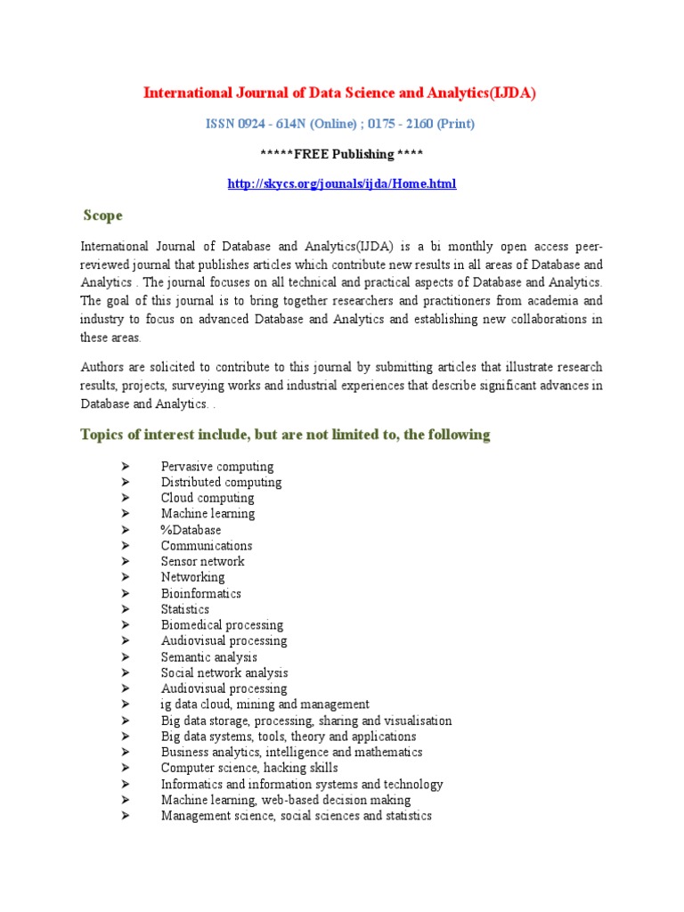 IJDA | PDF | Academic Journal | Analytics