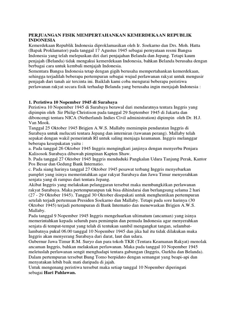 Perjuangan Fisik Mempertahankan Kemerdekaan Republik Indonesia Pdf