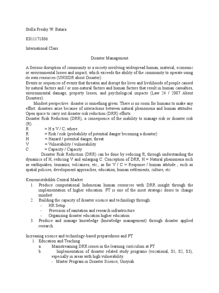 Disaster Management Resume | PDF | Disaster Risk Reduction | Emergency ...