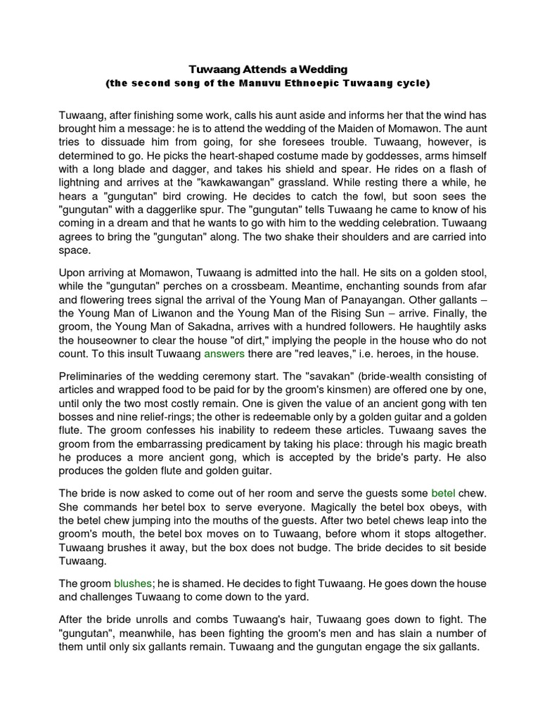 Tuwaang Attends A Wedding | PDF | Wedding