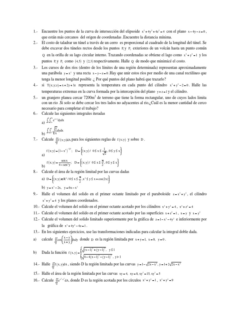 Taller de Ejercicios de Calculo III | PDF | Geometría | Espacio