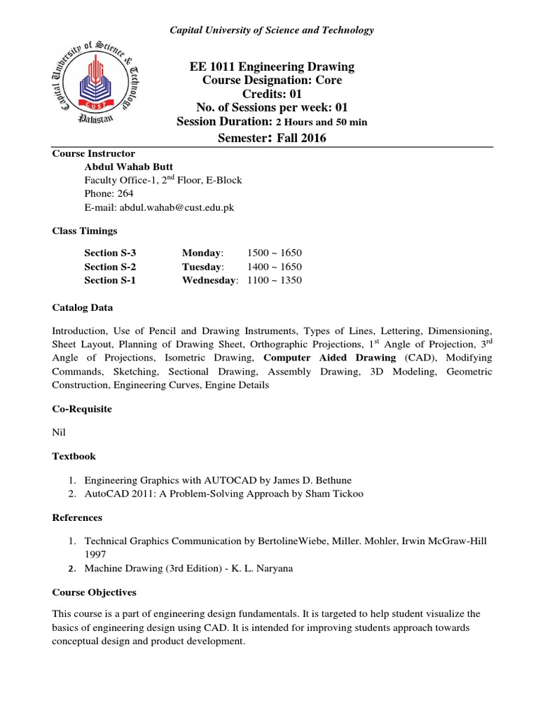 EE1011 Engineering Drawing - Course Outline | Download Free PDF ...