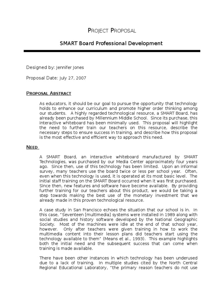 Sample Project Proposal | PDF | Teachers | Educational Technology